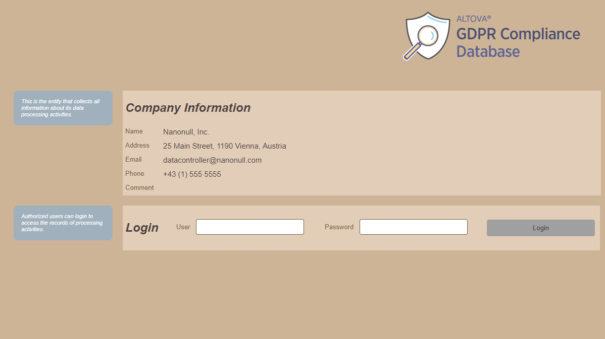 GDPR Compliance Database | Altova GDPR Compliance Database | Altova