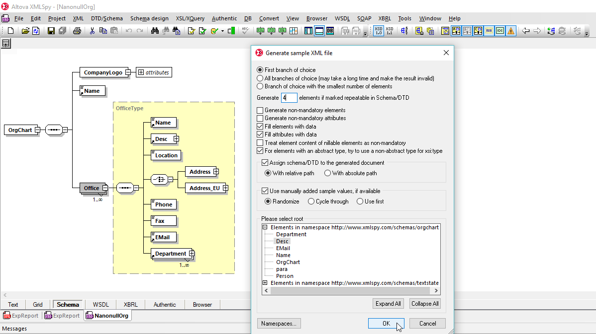 XSD To XML Converter Altova